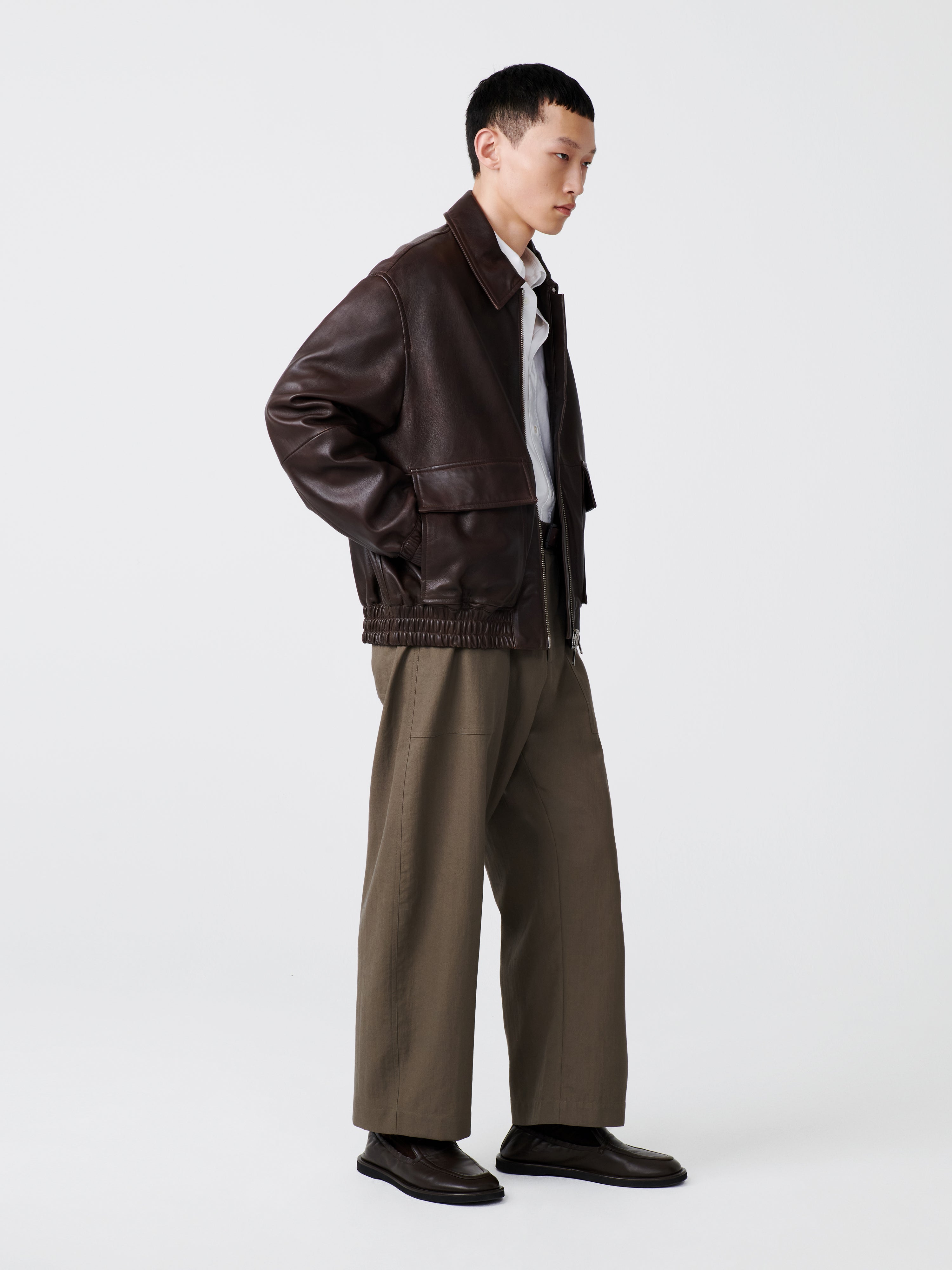 Piston Leather Jacket in Brown– Studio Nicholson